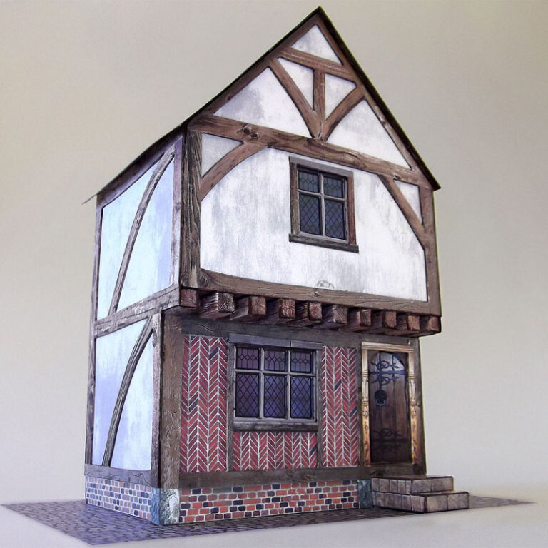 7mm Tudor Town House Half Releif Card Model Kit | Purple Bob's Hobbies