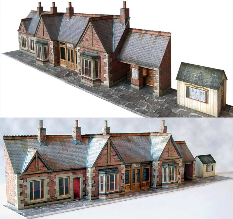 7mm Country Town Station – Card Model Kit | Purple Bob's Hobbies