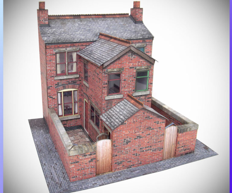 7mm Victorian Terraced House Backs Card Model Kit | Purple Bob's Hobbies