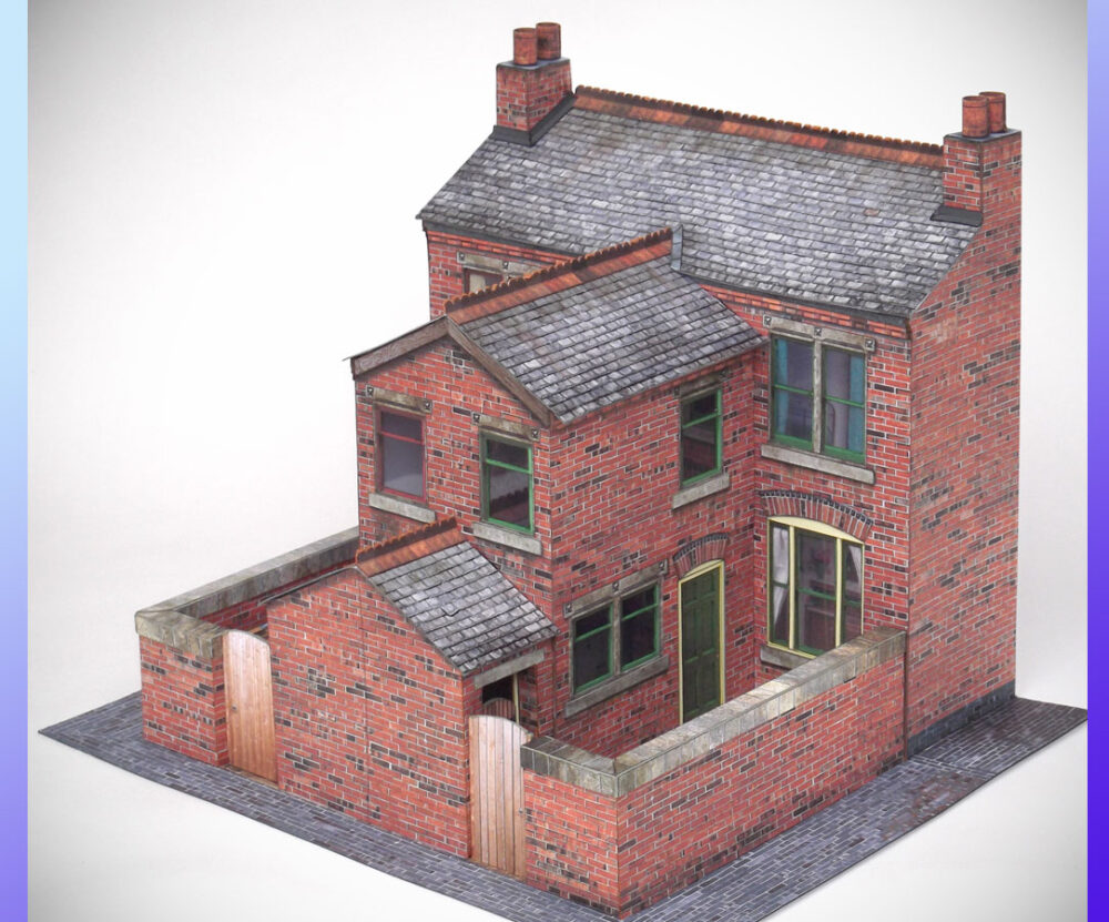 7mm Victorian Terraced House Backs Card Model Kit | Purple Bob's Hobbies